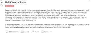 Scammers Pretend to be from Bell Canada - Canada Starter Pack